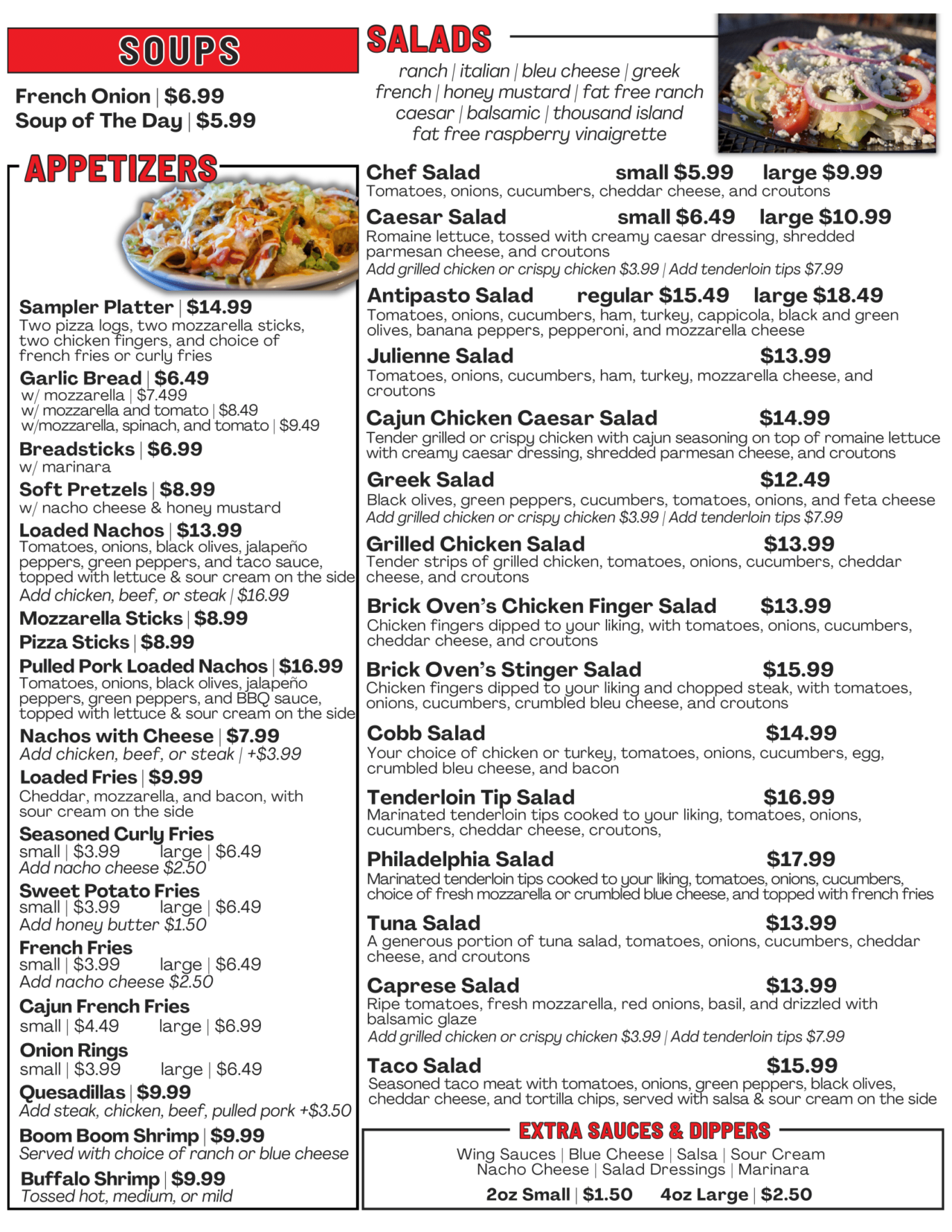 Restaurant Menu | Pizza, Soup, Salad, and More | Brick Oven Pizzeria