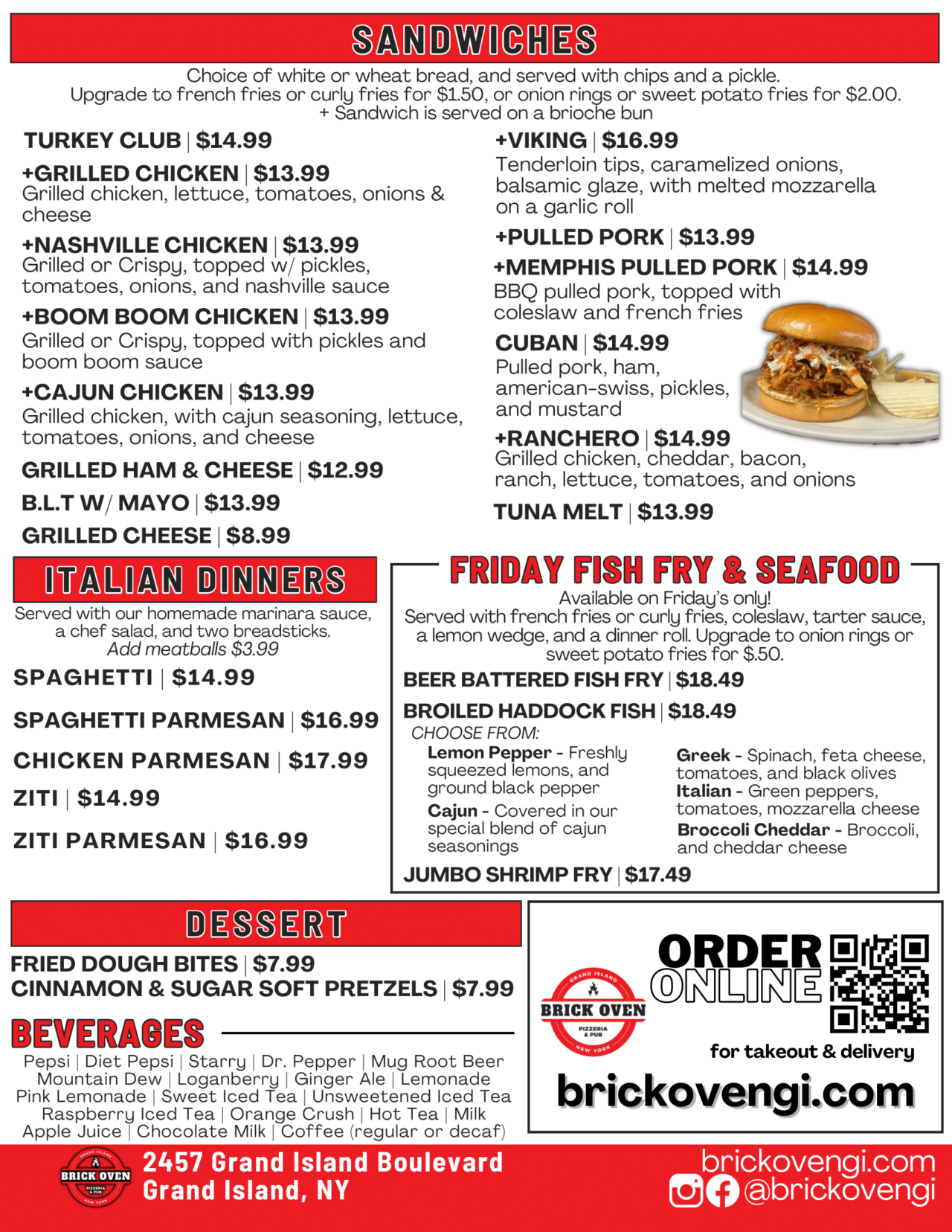 Restaurant Menu | Pizza, Soup, Salad, and More | Brick Oven Pizzeria