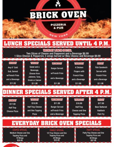 Restaurant Menu | Pizza, Soup, Salad, and More | Brick Oven Pizzeria