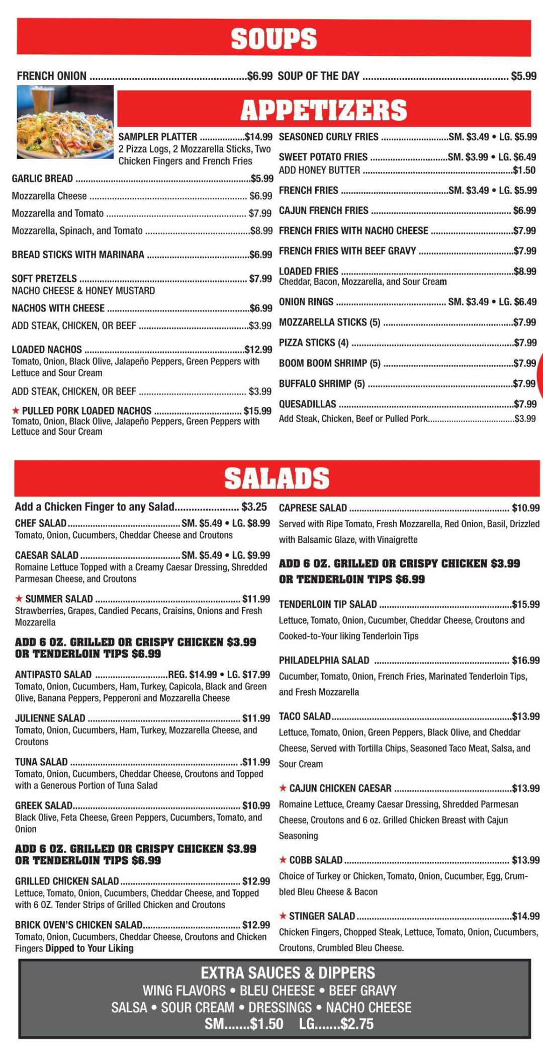 Restaurant Menu | Pizza, Soup, Salad, and More | Brick Oven Pizzeria